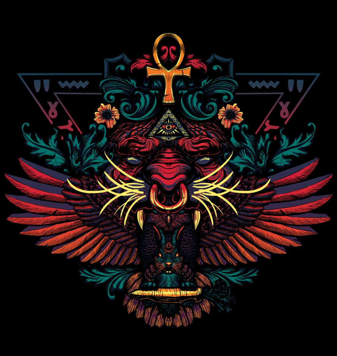 LION OWL ANKH TSHIRT DESIGN